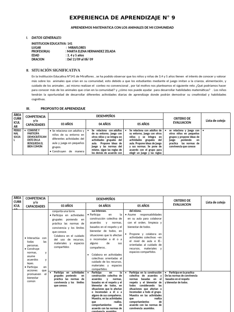 Experiencia de Aprendizaje #9 Mate | PDF
