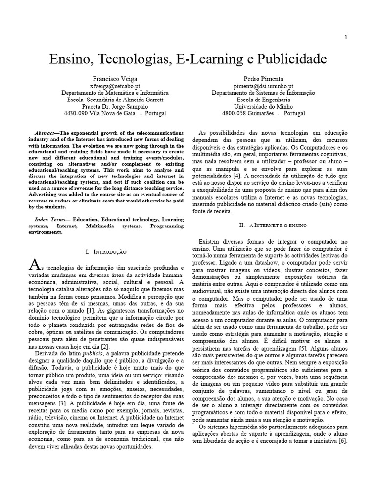 Ensino Tecnologias E Learning E Publicid | PDF