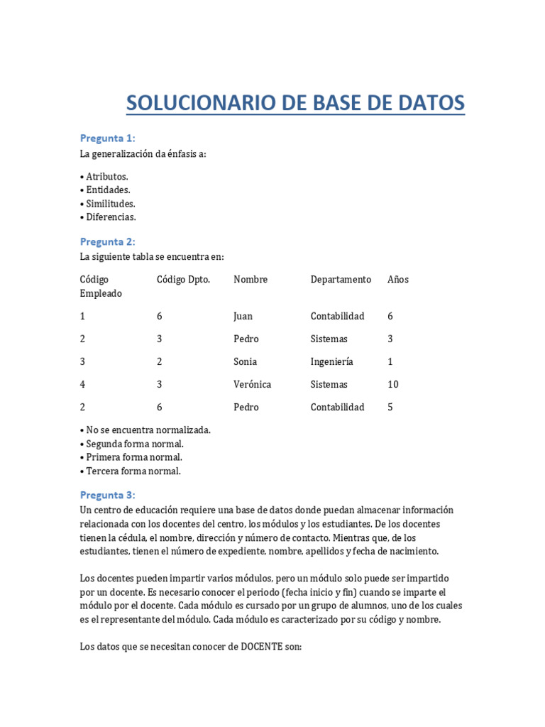 Solucionario de Base de Datos Inbox | PDF | SQL | Recuperación de información