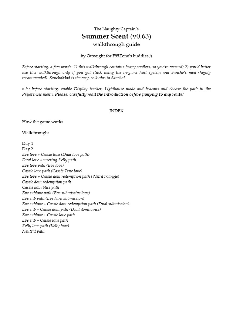 Summer Scent 0.63 Walkthrough | PDF