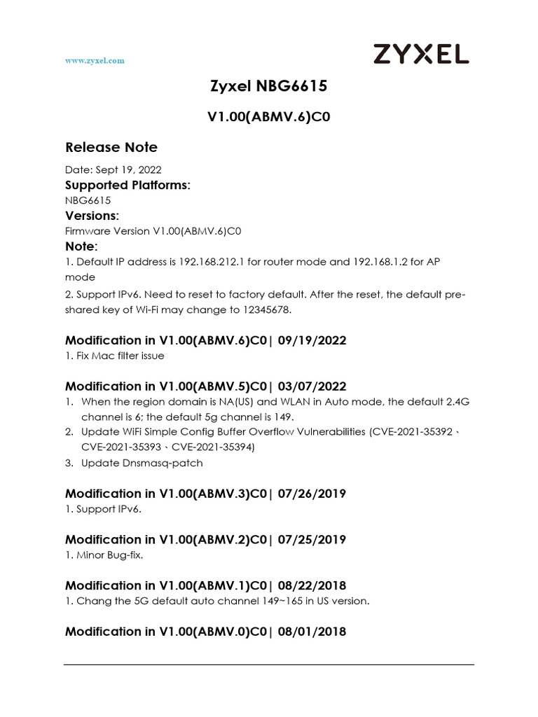 V1.00 (ABMV.6) C0 - Release Note | PDF