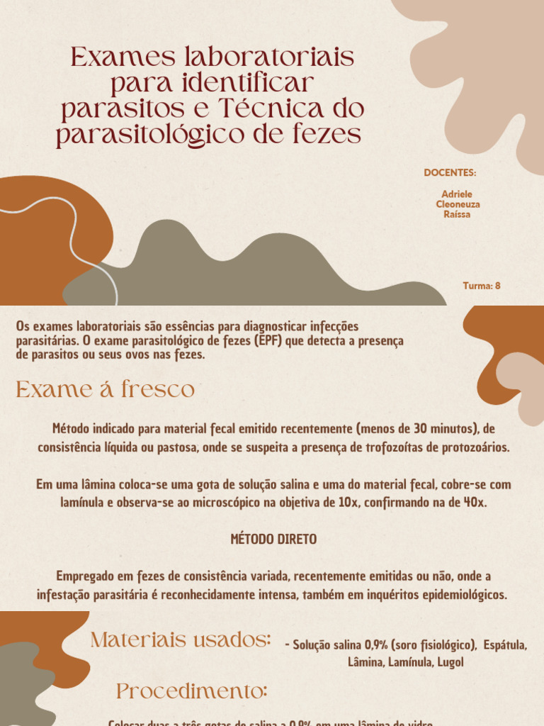 Exames Laboratoriais de Identificação de Parasitos e Técnica Do ...