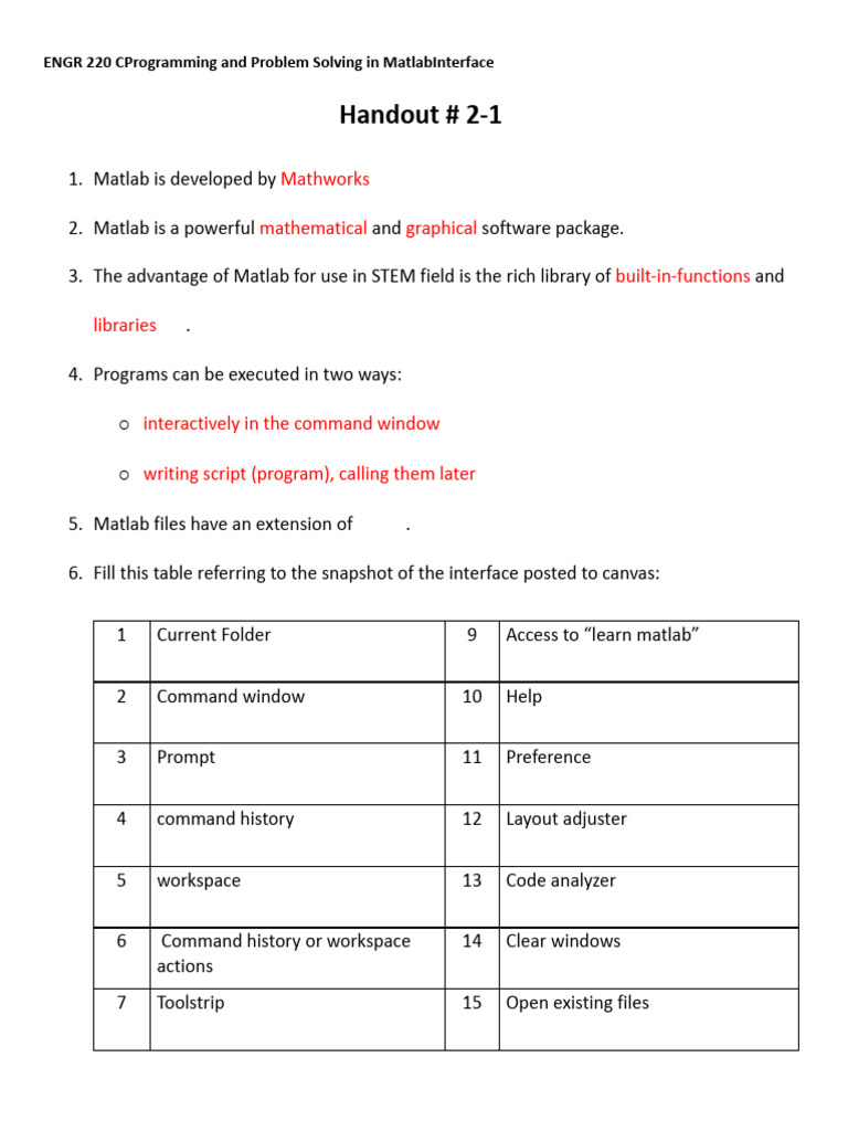 Matlab Handout 1 - Krishiv Parikh | PDF