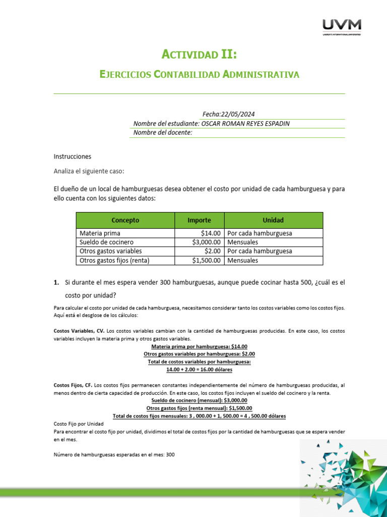 U1 Ejercicios A2 ORRE | PDF