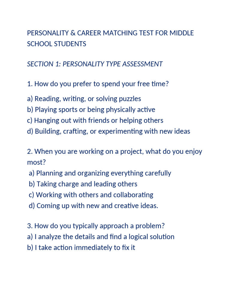 Nurturekit Personality To Career Testing For Middle School Students ...