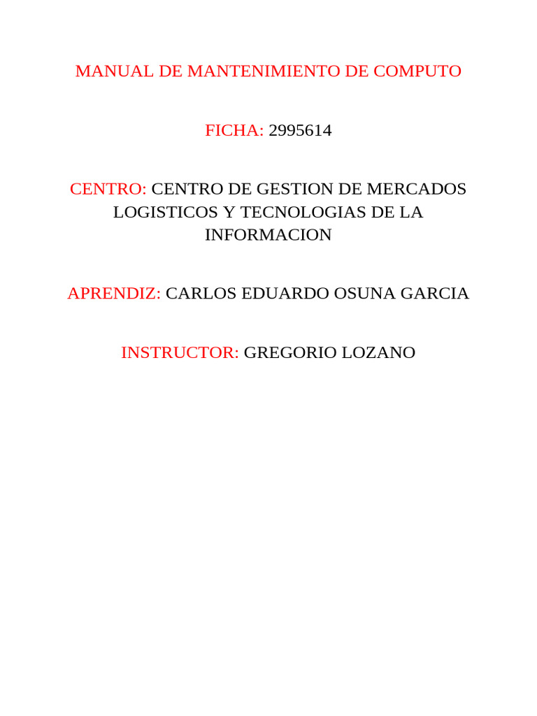 Manual de Mantenimiento | PDF