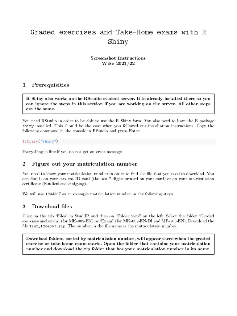 Instructions Shiny | PDF