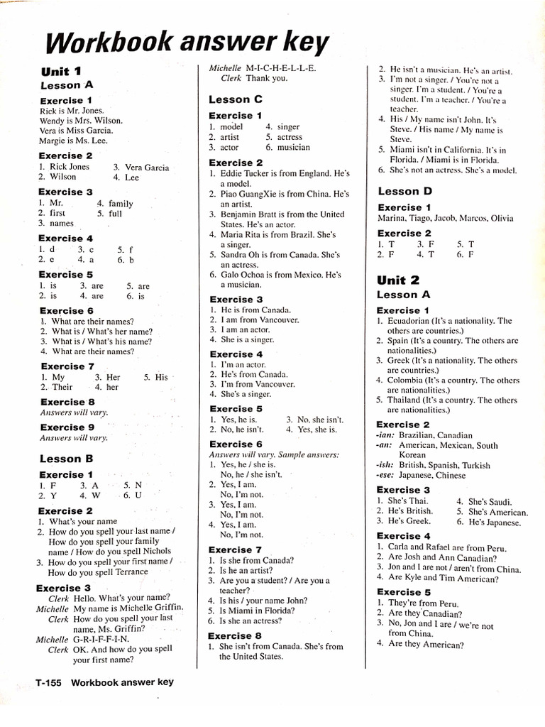 Book 1 - Answer Key-1 | PDF