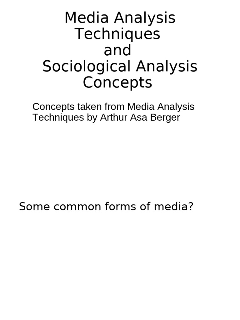 Media Analysis Sociological Concepts1 | PDF