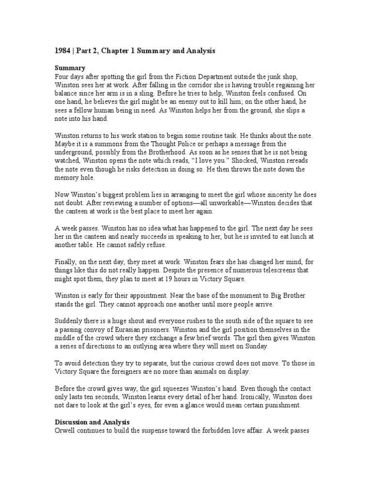 1984 - Part 2, Chapter 1 Summary and Analysis | PDF