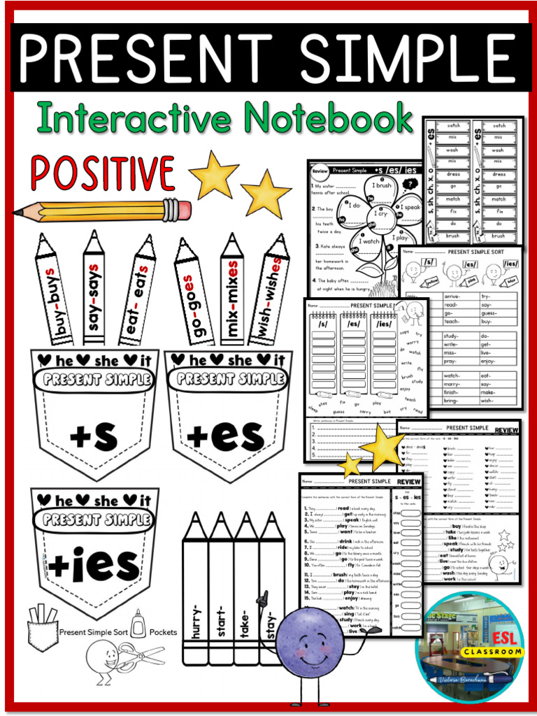 1 - Present Simple (Positive) Interactive Notebook - ESL Worksheets | PDF