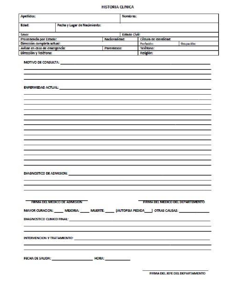 FORMATO HC HOSPITAL | PDF