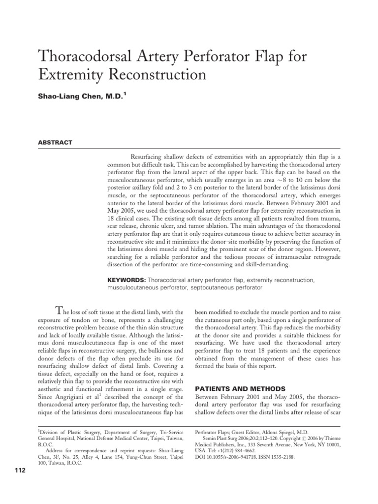 Thoracodorsal Artery Perforator Flap For | PDF