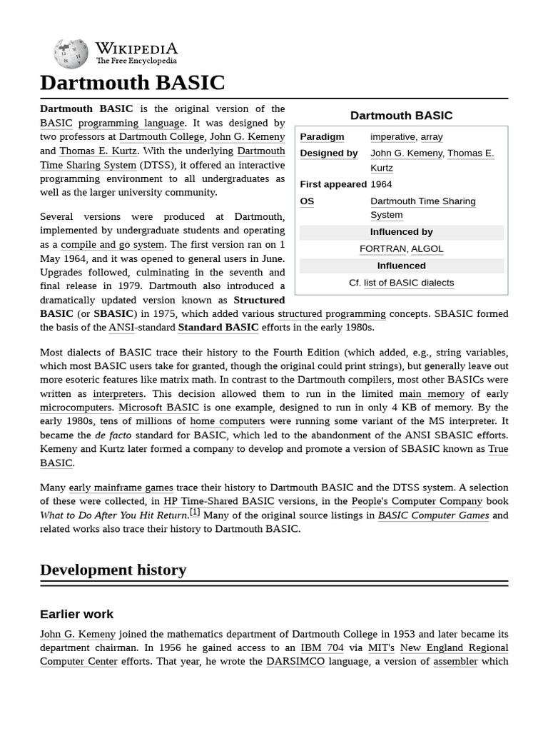 Dartmouth_BASIC | PDF