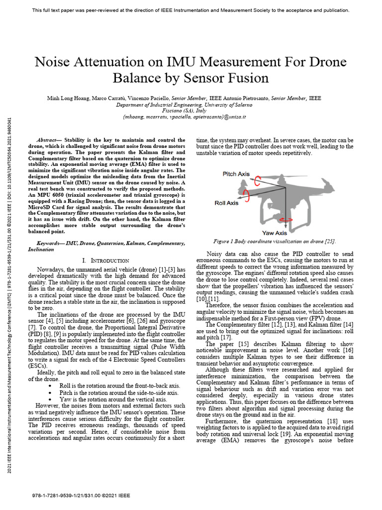 Noise Attenuation On IMU Measurement For Drone Balance by Sensor Fusion ...