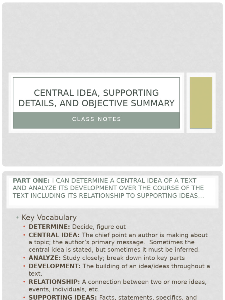 Central Idea Summarizing | PDF