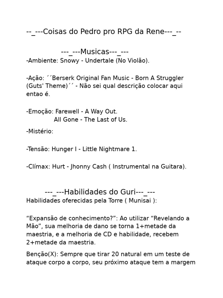 Coisas Do Pedro Pro RPG Da Rene | PDF