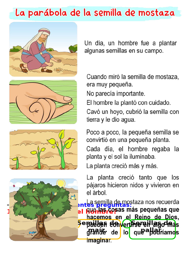 Ficha Parábola de La Semilla de Mostaza Maestra Janet | PDF