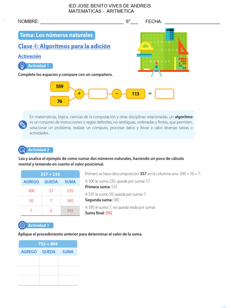 Clase 4 Algoritmos de la suma | PDF