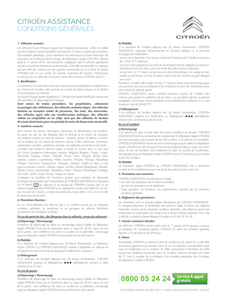 Citroen Assistance CGV | PDF
