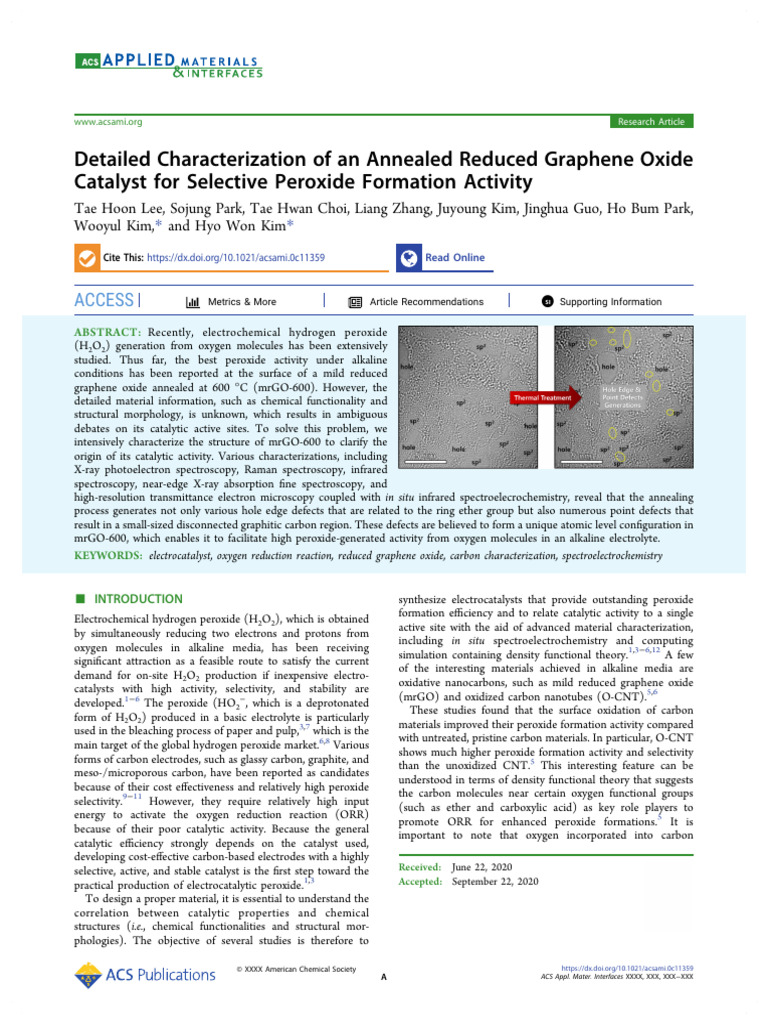 Detailed Characterization of An Annealed Reduced Graphene Oxide ...