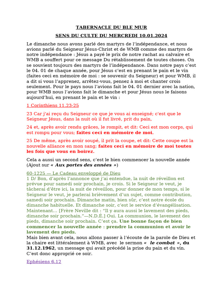 Culte Du Merc 10.01.2024 | PDF