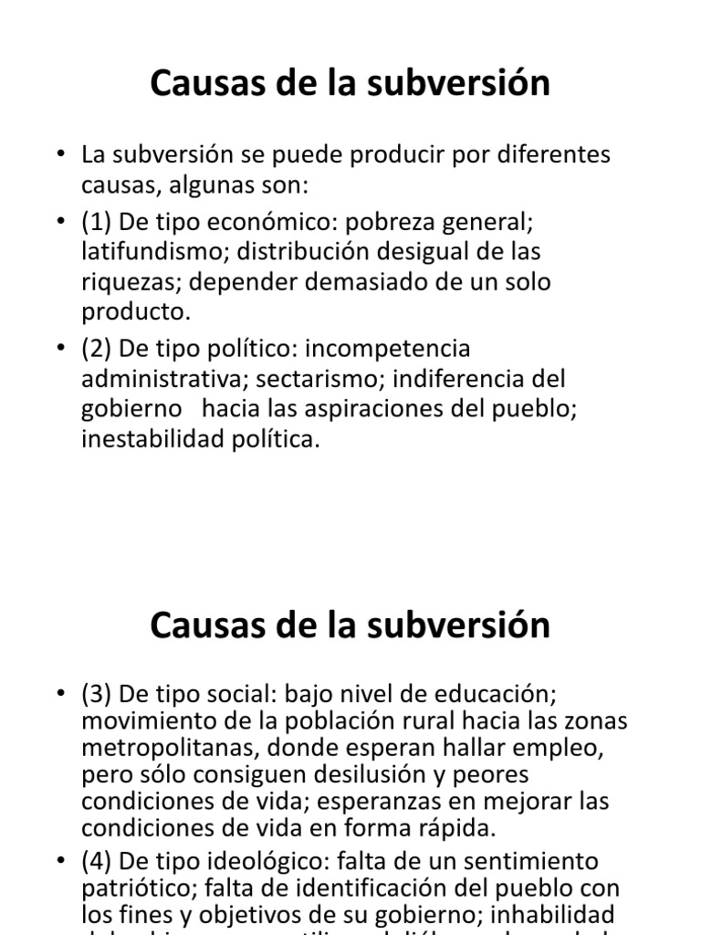 Causas de La Subversión
