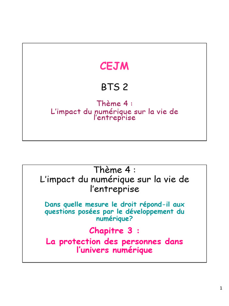 CEJM - BTS 2 - Thème 4 Chap 3 | PDF