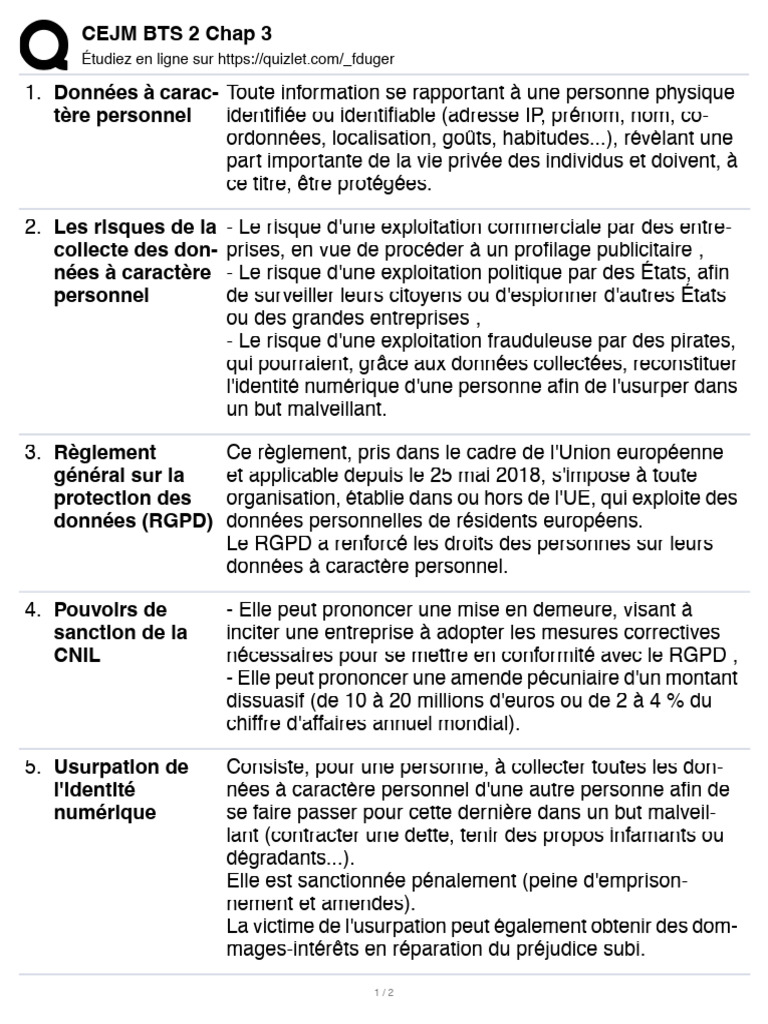 CEJM - BTS 2 - Thème 4 Chap 3 Voca | PDF