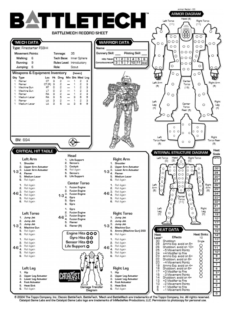 Firestarter FS9-H | PDF | Battle Tech