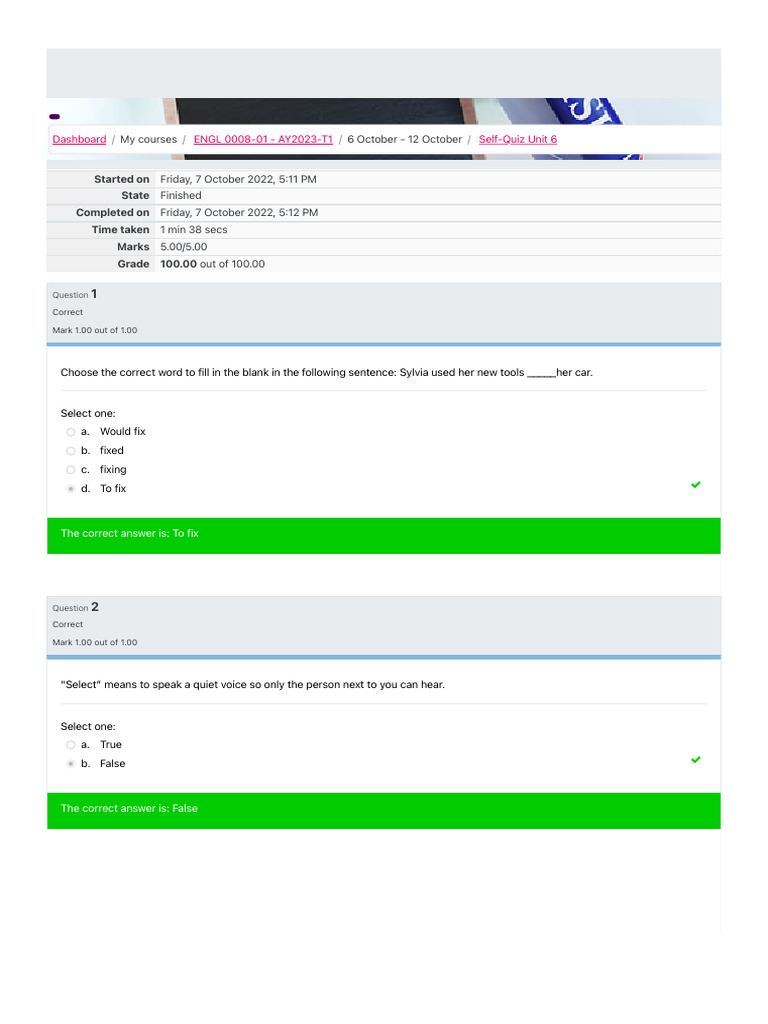 Self-Quiz Unit 3 - Attempt Review | PDF | Human Communication | Self-Improvement