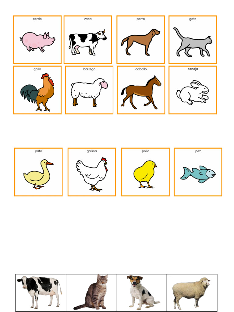 Animales de La Granja-Memorama | PDF