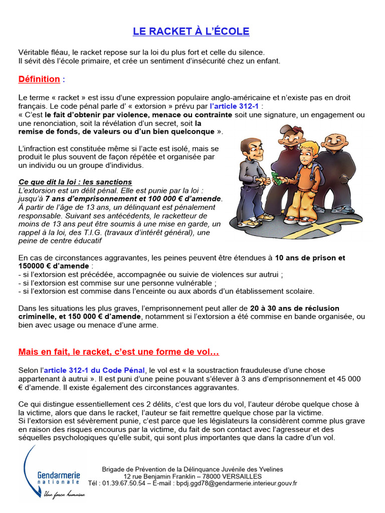Le Racket A L Ecole | PDF | Social Science