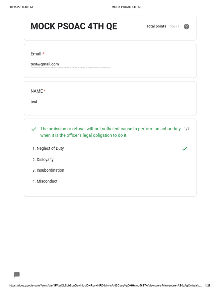 Mock Psoac 4TH Qe | PDF