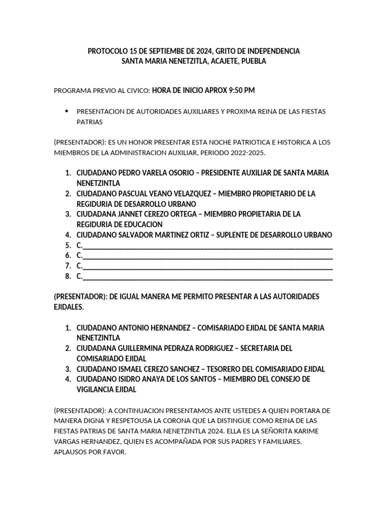 Protocolo 15 de Septiembe de 2024 | PDF