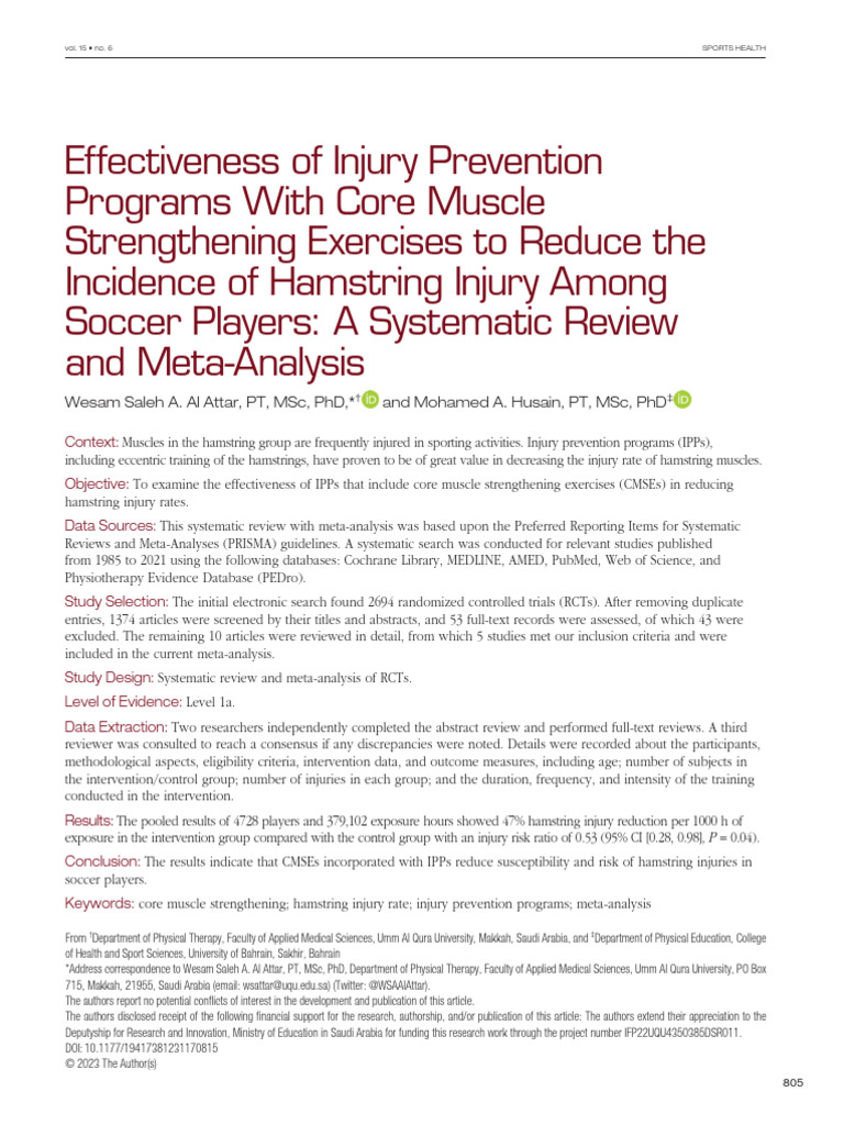 Effectiveness of Injury Prevention Programs With Core Muscle ...