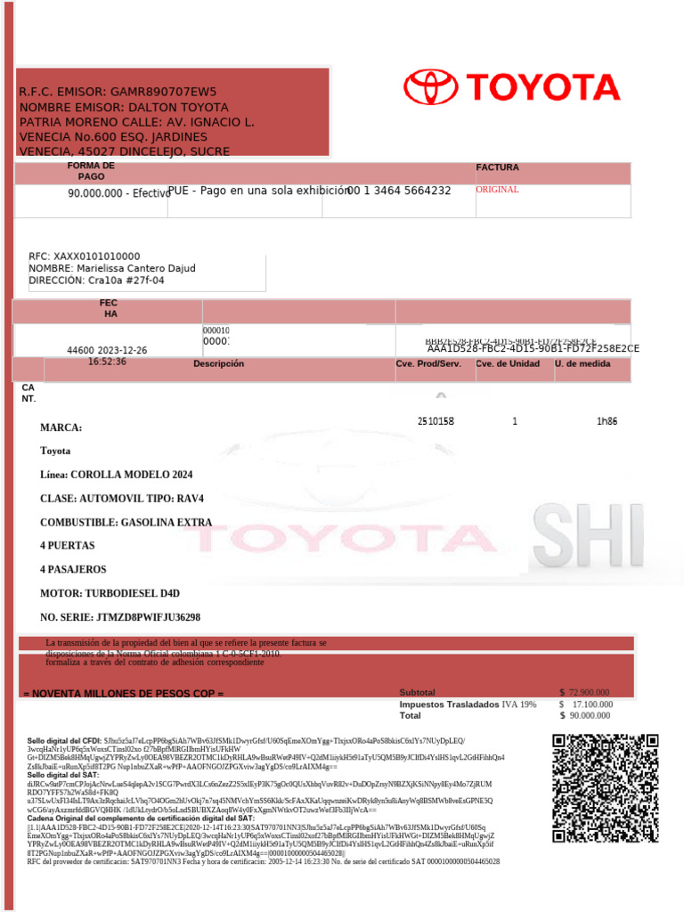 Factura TOYOTA Ecli | PDF
