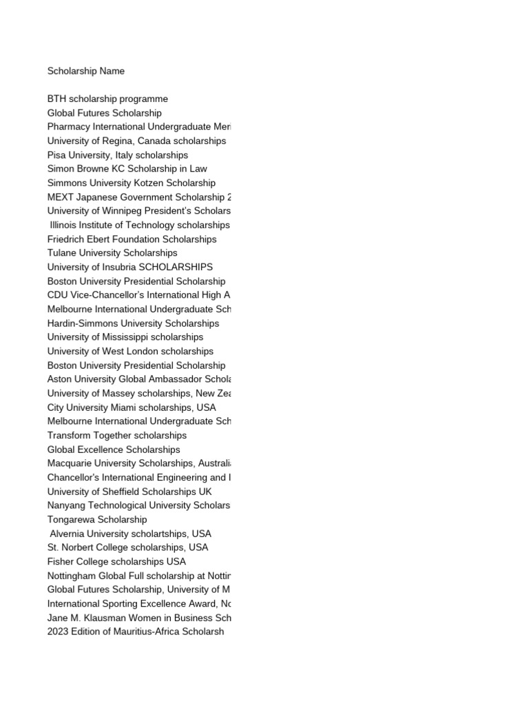 2023 Scholarships Database | PDF