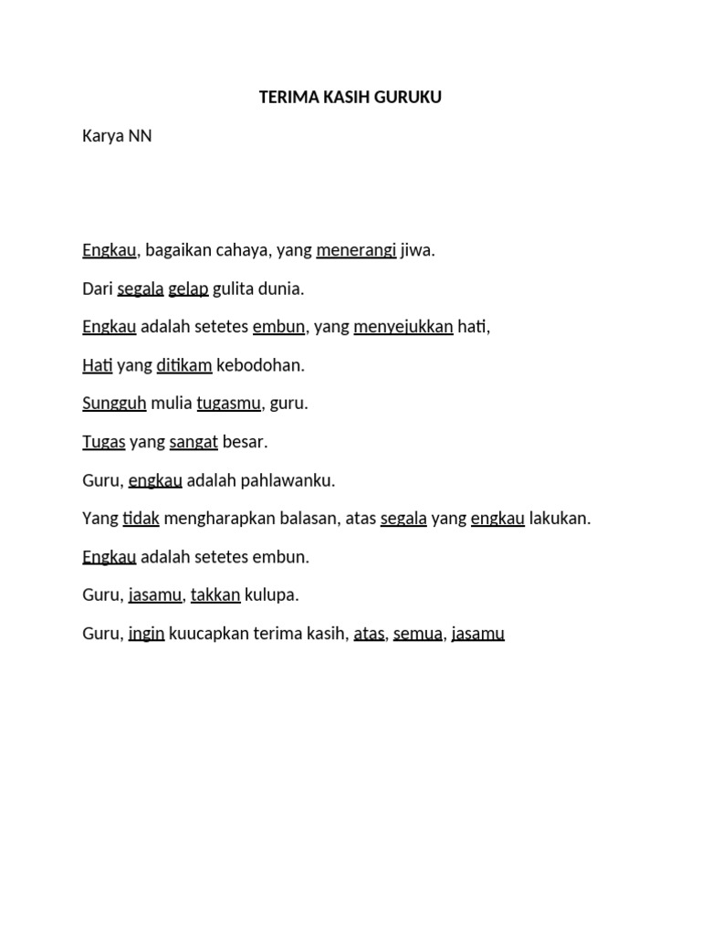 Puisi Terima Kasih Guruku | PDF