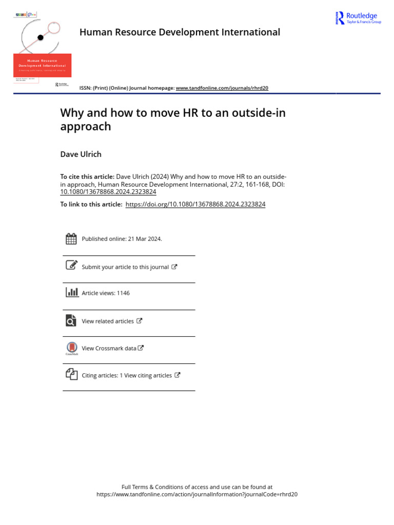 Why and How To Move HR To An Outside-In Approach | PDF