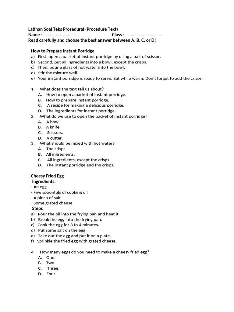 Latihan Soal Teks Prosedural | PDF