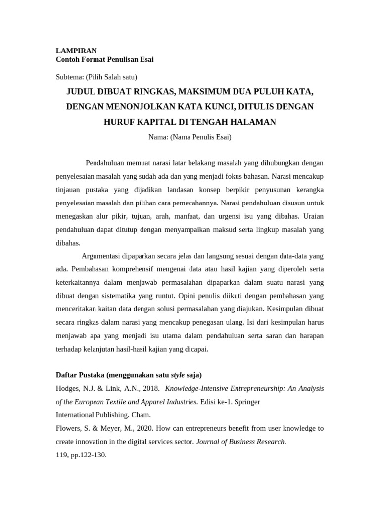 Contoh Format Penulisan Esai Ilmiah | PDF | Seni | Sains & Matematika
