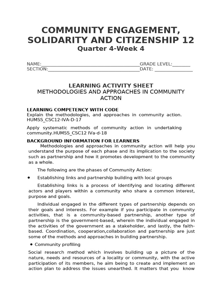 DepEd Learning Activity Sheets LAS CESC Quarter 4 Week 4 EDITED | PDF