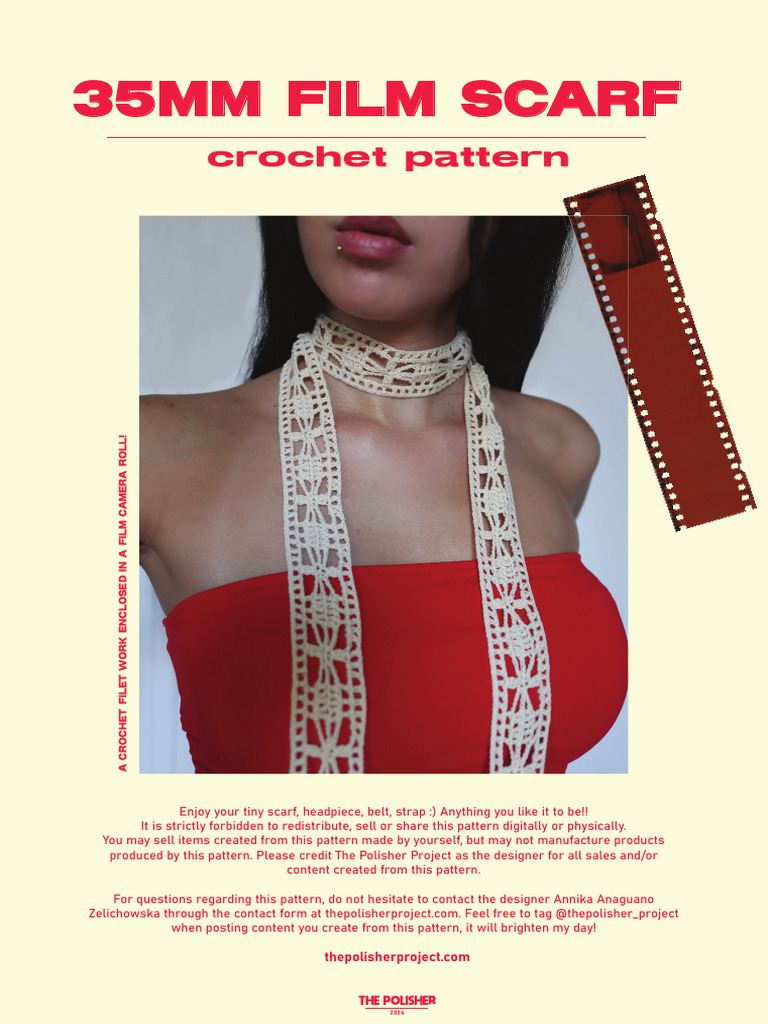 Film Roll Crochet Scarf Pattern | PDF | Crochet | Needlework