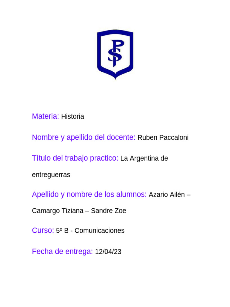 TP Historia - La Argentina de entreguerras | PDF