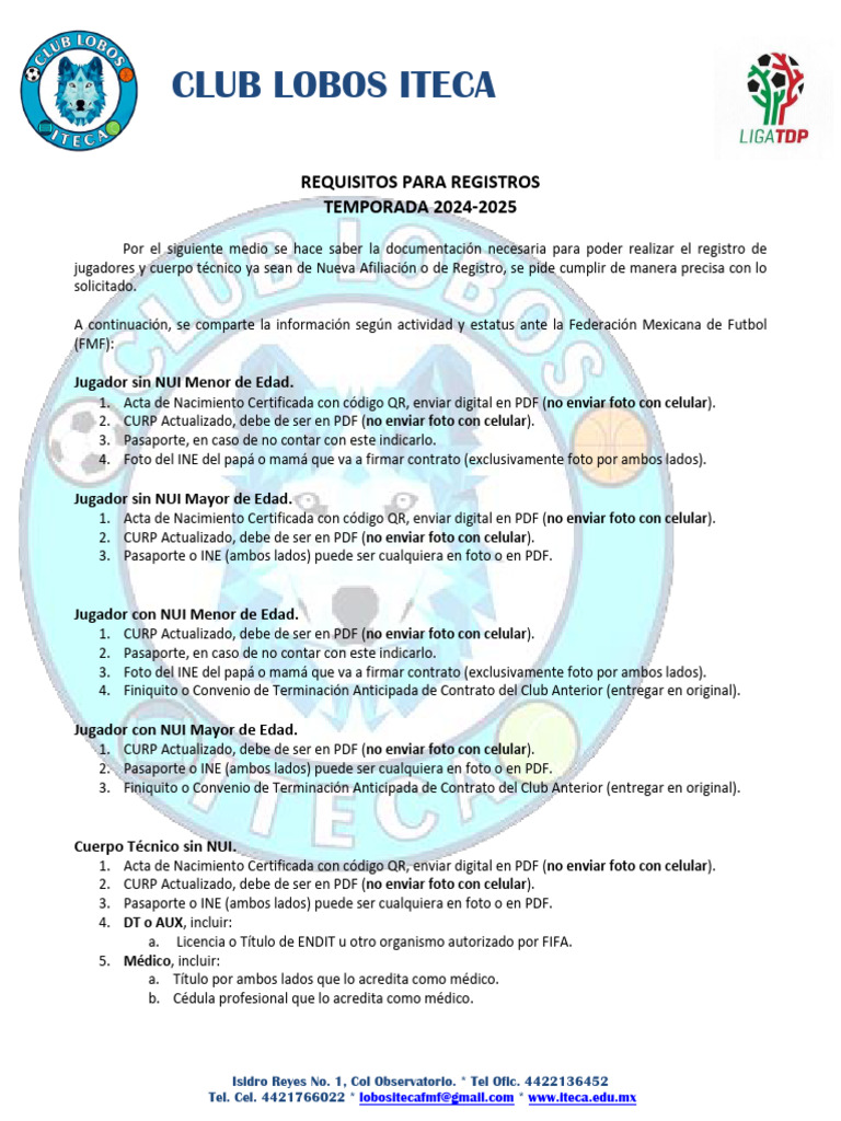 Requisitos Registro 2024-2025 | PDF