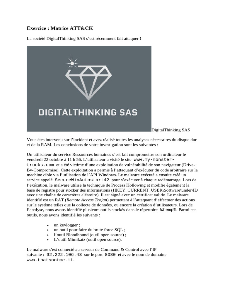 Exercice Matric ATT&CK | PDF