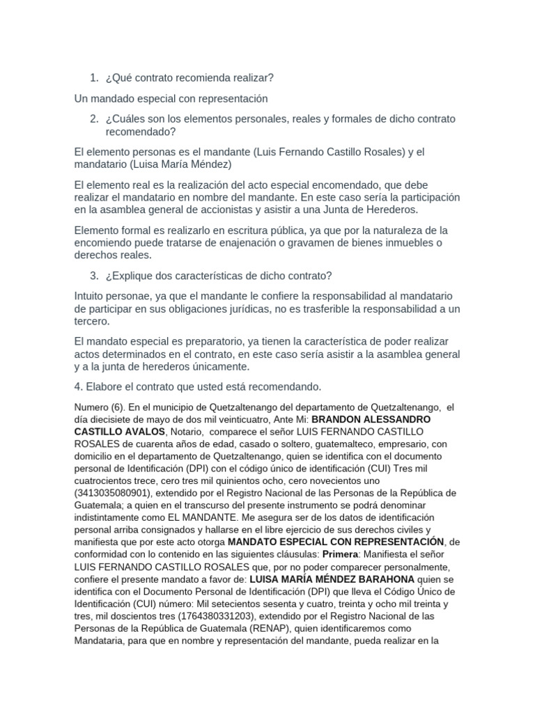 Qué Contrato Recomienda Realizar | PDF