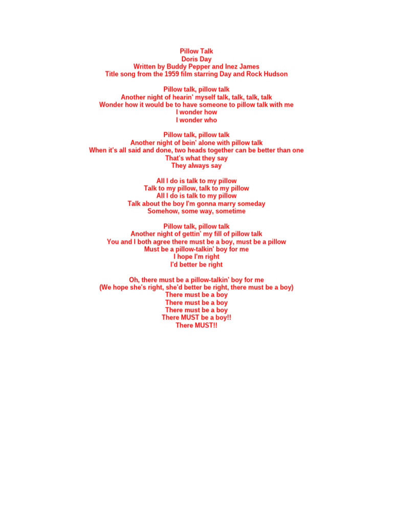 Pillow Talk Lyrics | PDF