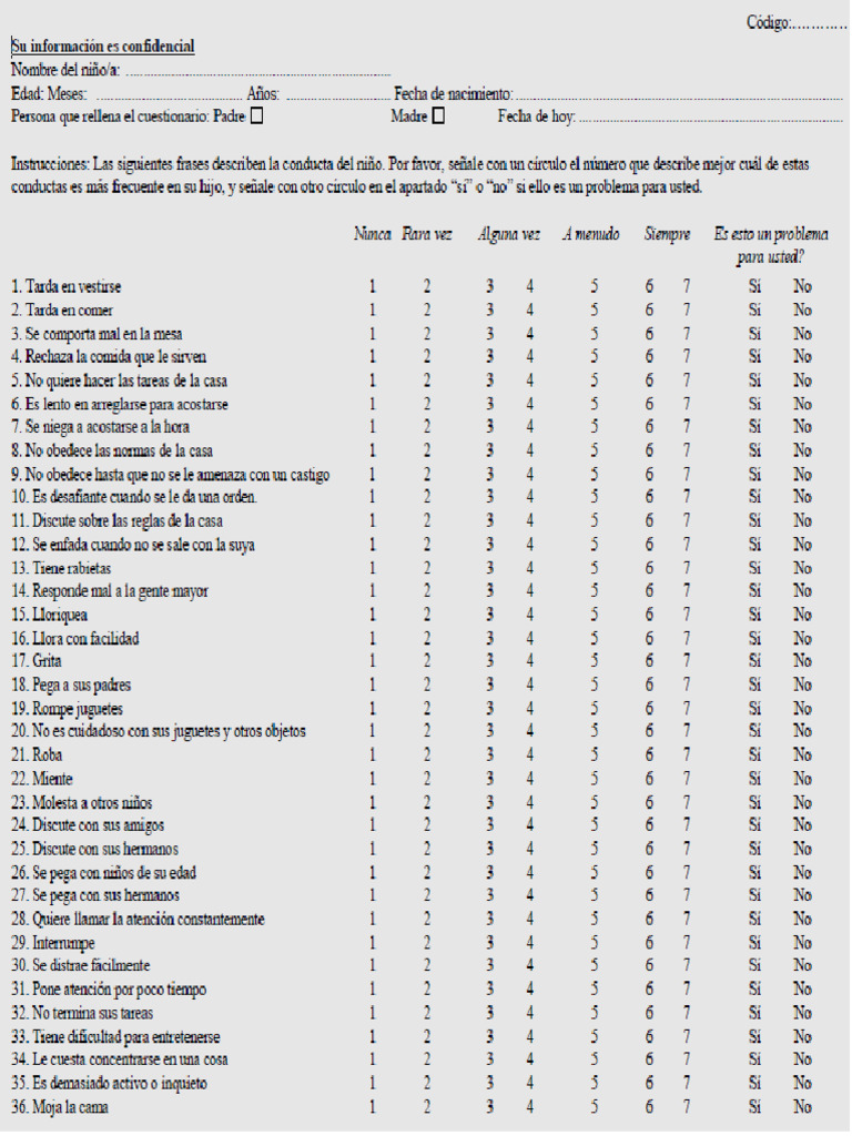 Inventario de Eyberg | PDF